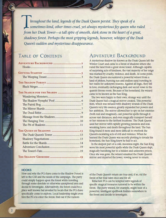 Shadows of the Dusk Queen for 5th Edition | Campaign Supplies